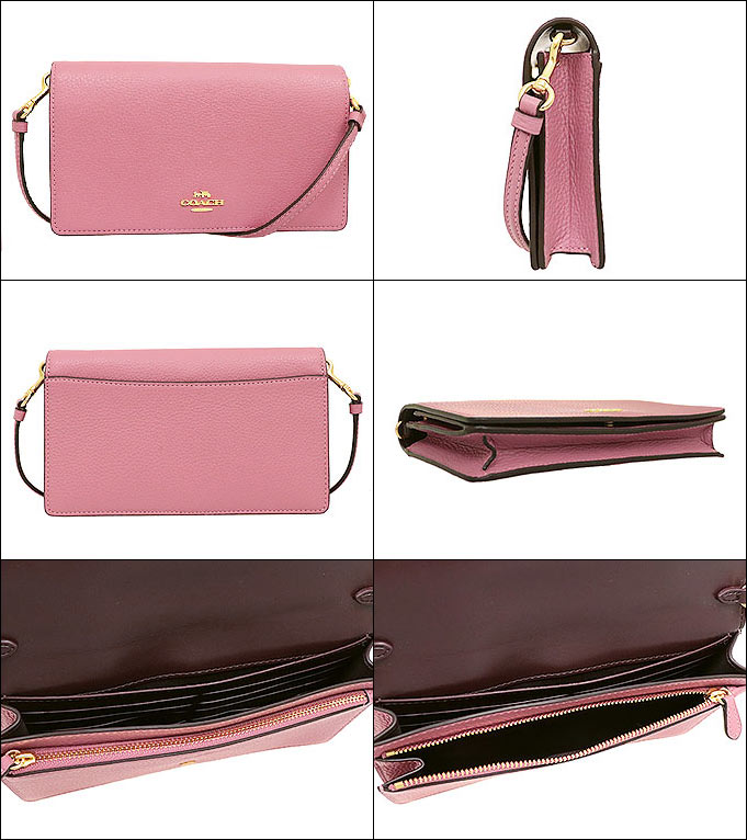COACH コーチ バッグ ショルダーバッグ F03037 3037 ローズ ペブルド レザー アンナ フォルドオーバー クラッチ クロス ...