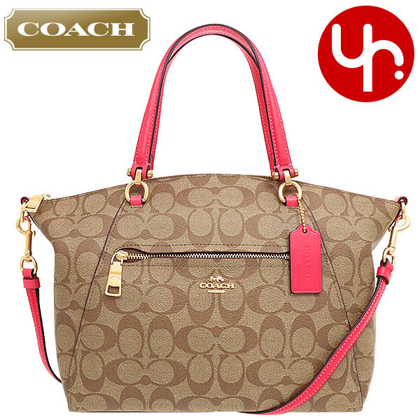 COACH コーチ バッグ ハンドバッグ F79998 79998 カーキ×エレクトリックピンク ラグジュアリー シグネチャー プレーリー ...