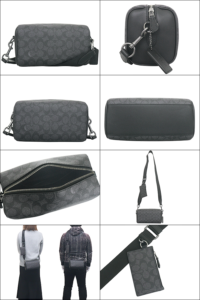 COACH コーチ バッグ ショルダーバッグ FCV762 CV762 チャコール×ブラック シグネチャー キャンバス レザー クロスボディー ...
