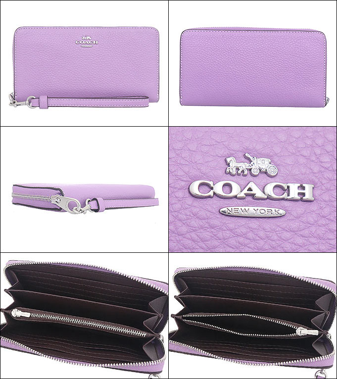COACH コーチ 財布 長財布 FC4451 C4451 アイリス ペブルド レザー ロング ジップ アラウンド ウォレット （ストラップ ...