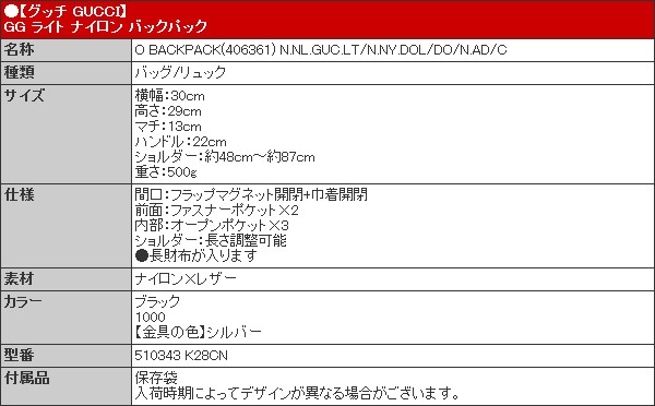 GUCCI グッチ バッグ リュック 510343 K28CN ブラック GG ライト GUCCI グッチ バッグ リュック 510343 K28CN ブラック GG ライト