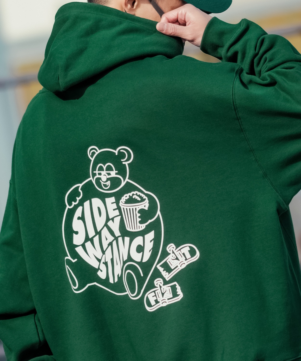 パーカー メンズ SIDEWAY STANCE サイドウェイスタンス オリジナルプリント グラフィック スウェット スエット バックプリント クマ オーバーサイズ :70090 ...