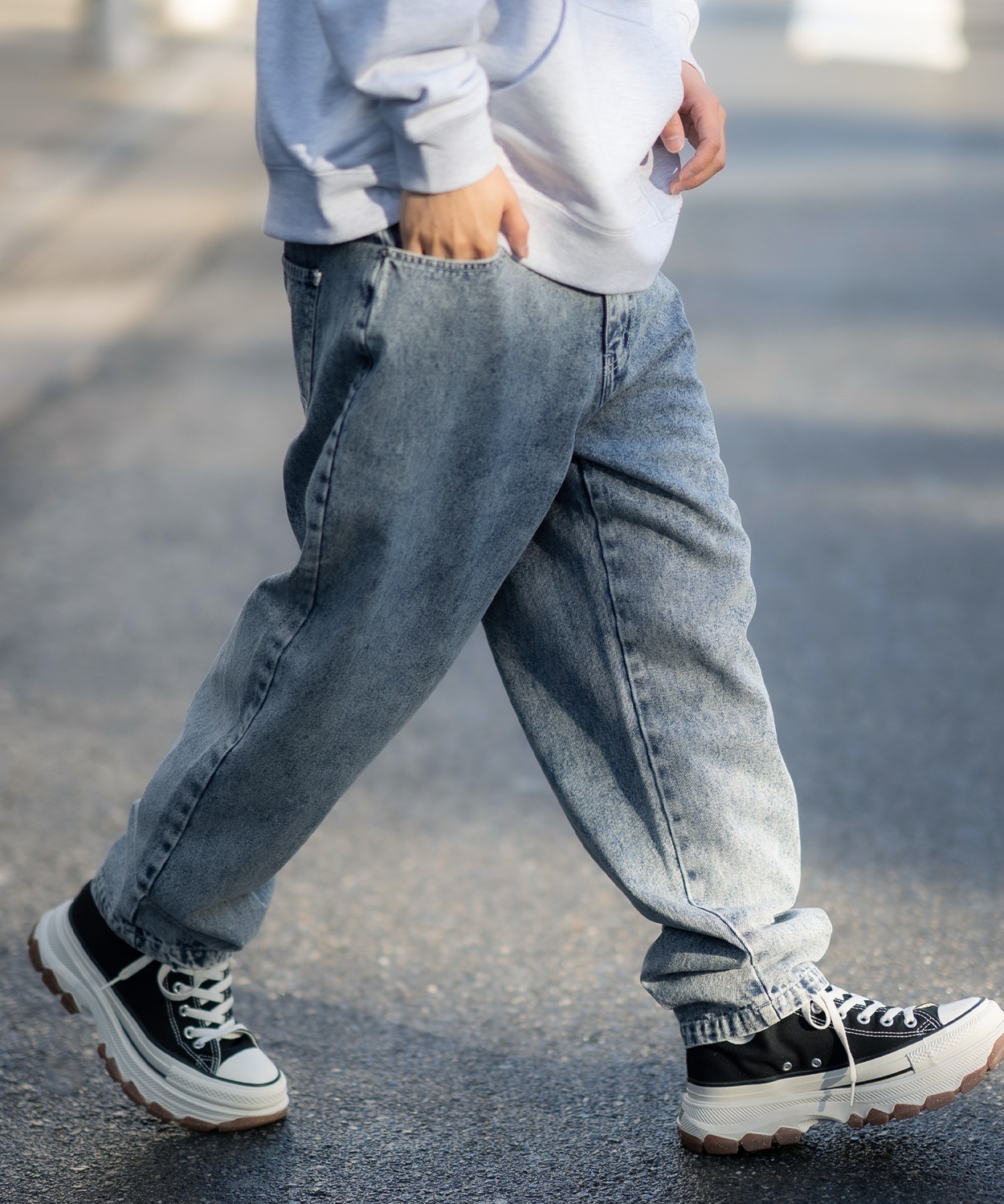 improves デニムパンツ メンズ SIDEWAY STANCE サイドウェイスタンス ケミカルウォッシュ 10.5oz オンス テーパード ジーンズ スケーター ストリート 古着MIX ...