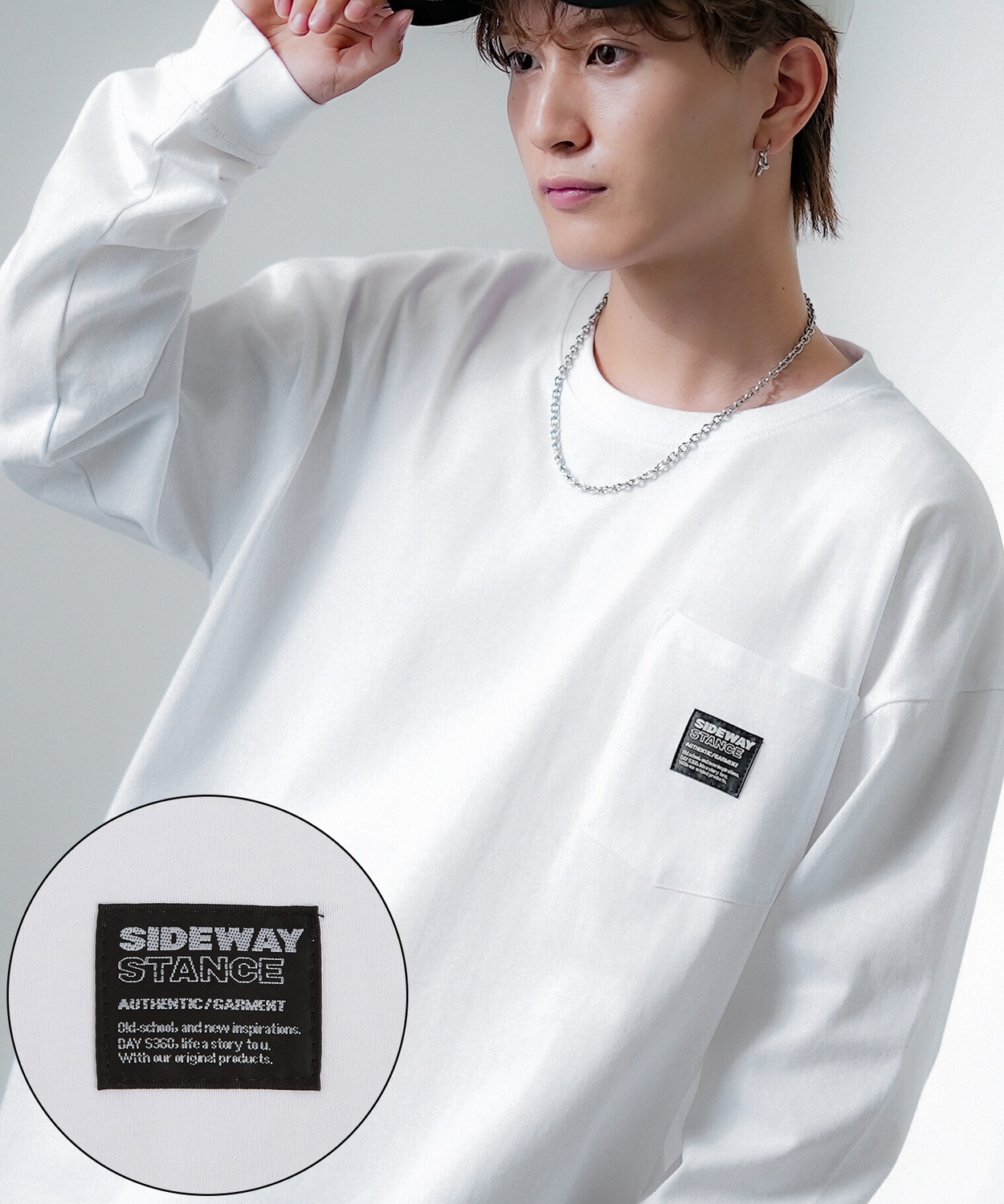 improves 長袖Tシャツ メンズ SIDEWAY STANCE サイドウェイスタンス ピスネーム ワンポイント刺しゅう ポケット ロンT カットソー ストリート アメカジ 古着 ...