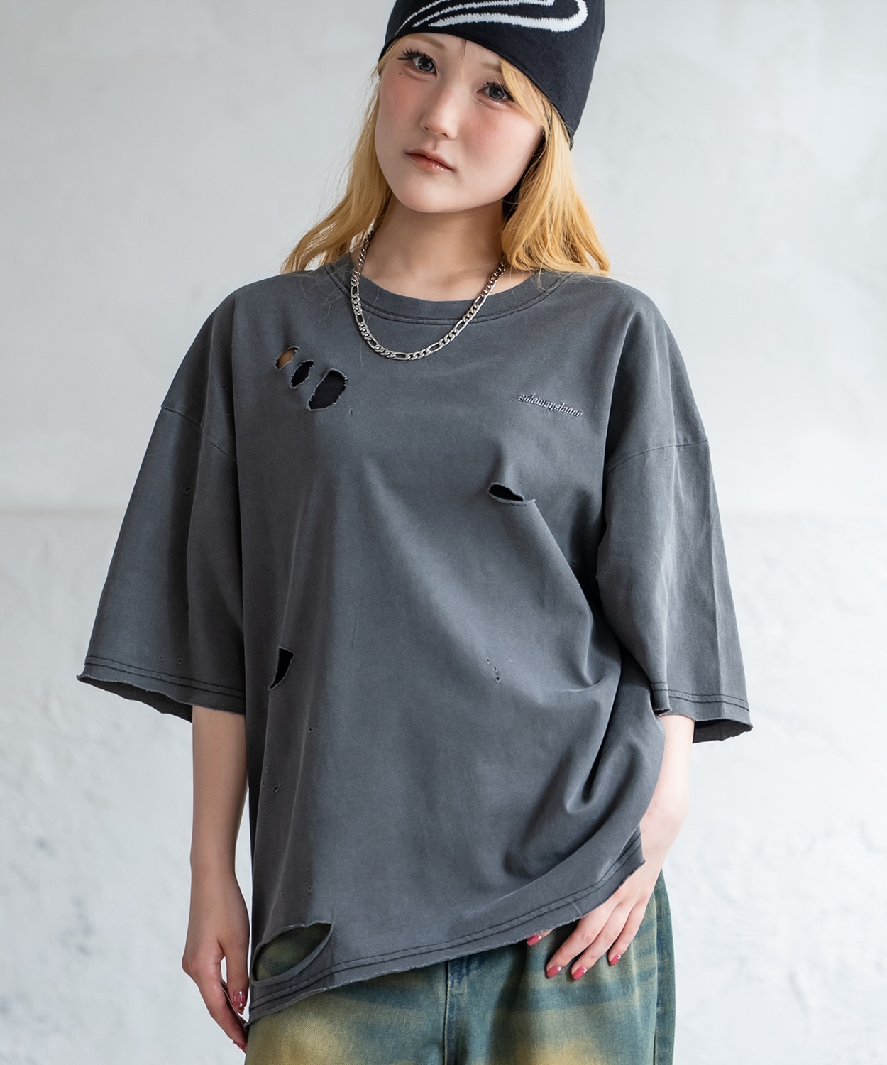 improves Tシャツ メンズ SIDEWAY STANCE サイドウェイスタンス 半袖 カットソー ダメージ ロゴ 刺しゅう グランジ アメカジ カジュアル Y2K ストリート 古着 ...