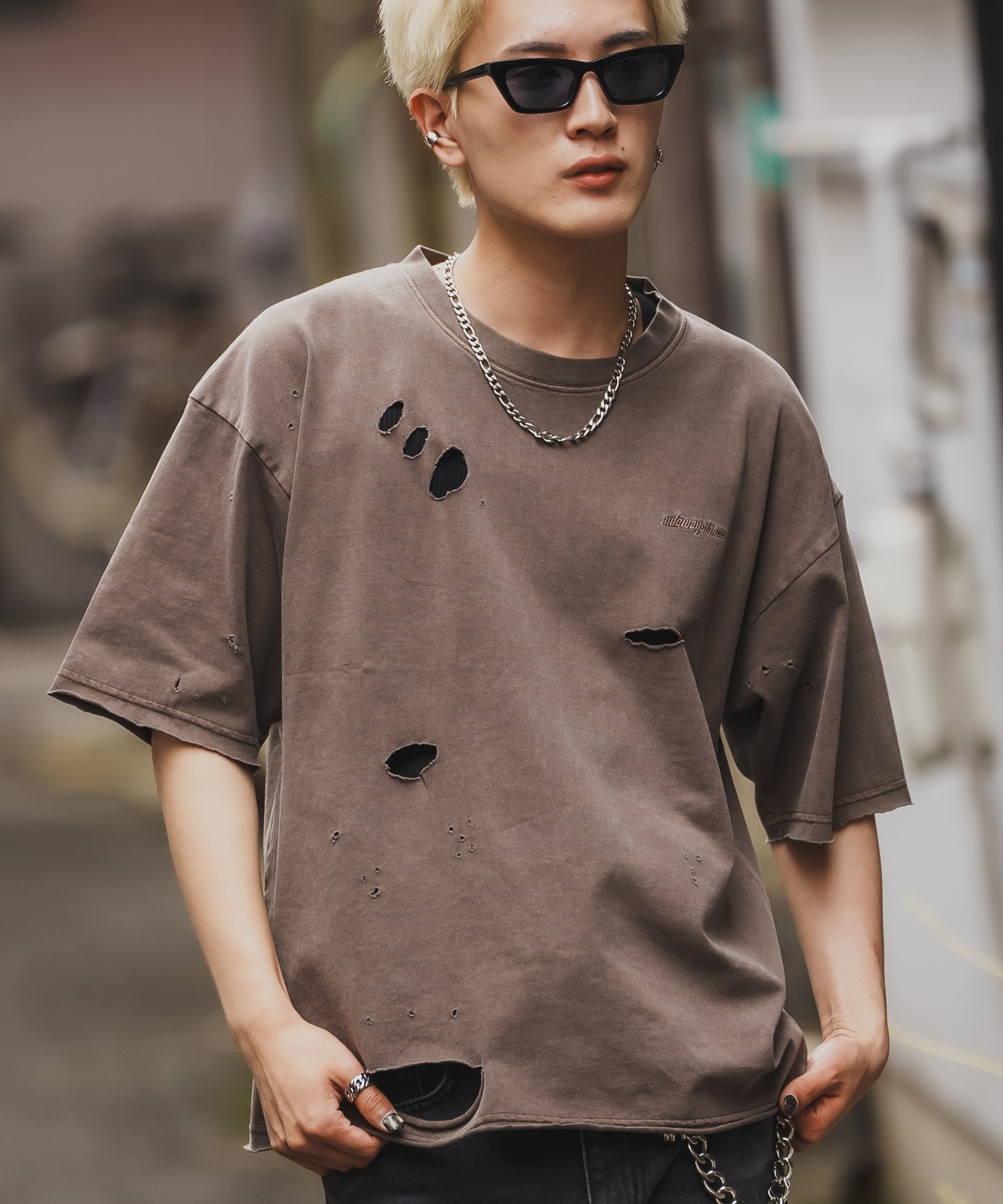 improves Tシャツ メンズ SIDEWAY STANCE サイドウェイスタンス 半袖 カットソー ダメージ ロゴ 刺しゅう グランジ アメカジ カジュアル Y2K ストリート 古着 ...