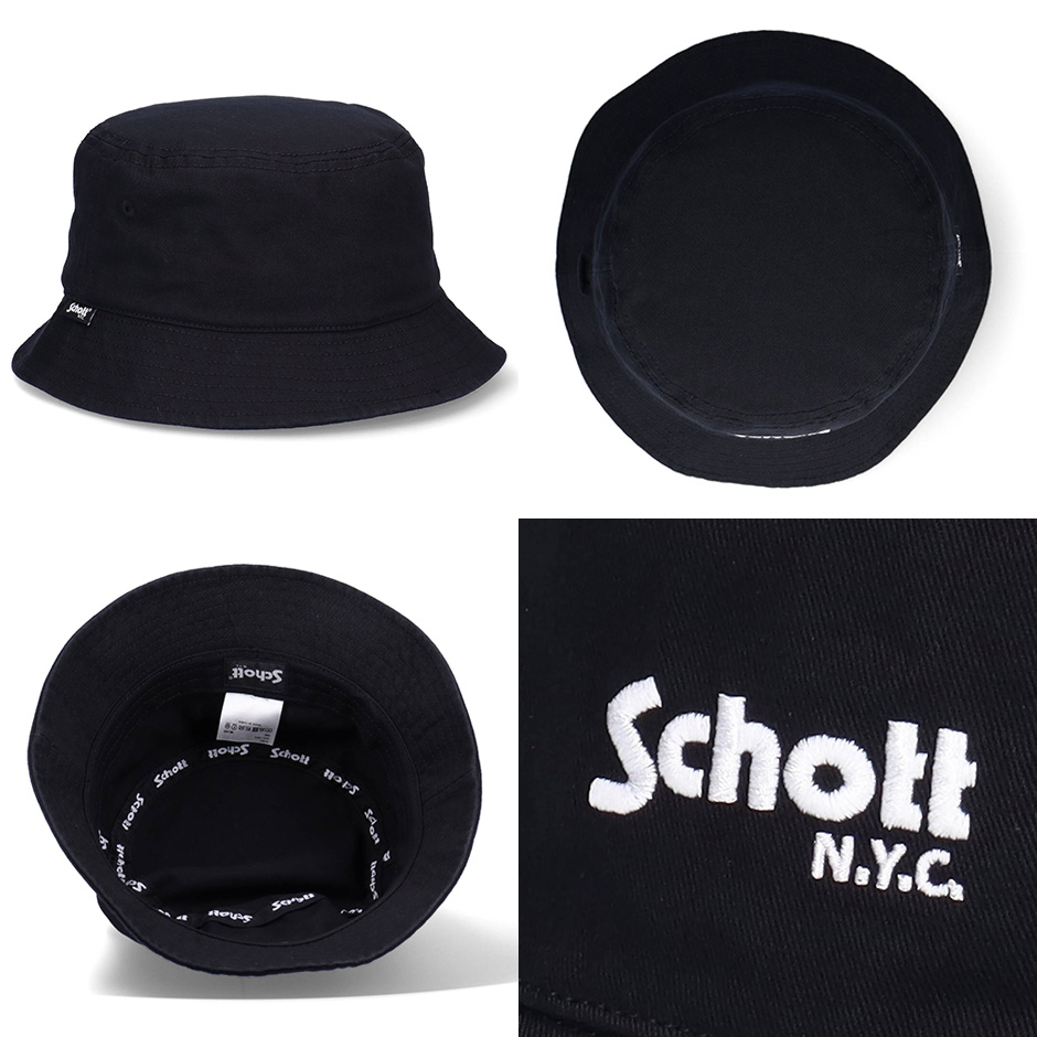 Schott N.Y.C ショット ベーシック バケットハット バケハ 帽子 ユニセックス SCHOTT NYC SC007 コットンツイル ...