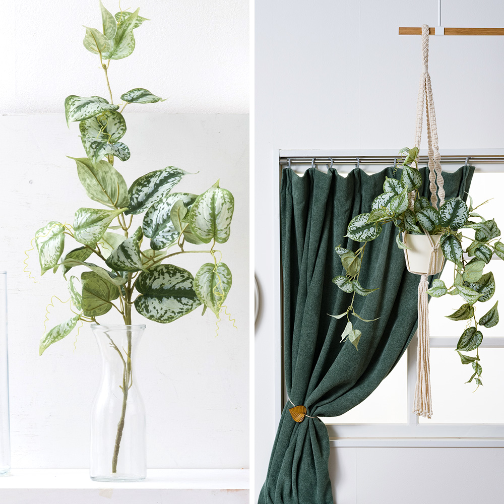 フェイクグリーン 壁掛け 吊り下げ 観葉植物 リアル 大きめサイズ 造花 おしゃれ スキンダプサス・ピクタス C-F-1 : カーテン レール シェード専門店 インテリアデポ - 通販 ...
