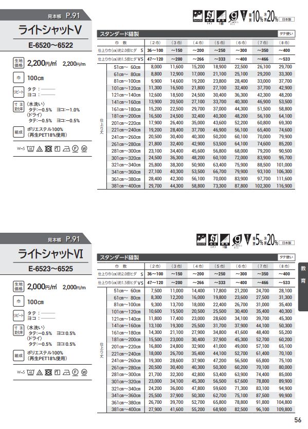 スミノエ 防炎 暗幕カーテン 遮光1級 ウォッシャブル ライトシャットVI E6523〜6525 スタンダード縫製 約1.5倍ヒダ 巾47 ...