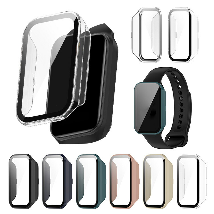 Xiaomi Smart Band 8 Active ケース カバー 強化ガラス（ガラスフィルム）付き 全面保護 液晶保護ケース シャオミ ...