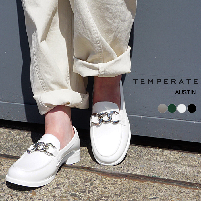 テンパレイト レインシューズ ローファー レディース TEMPERATE AUSTIN チェーン PVC パンプス 靴 防水 ...