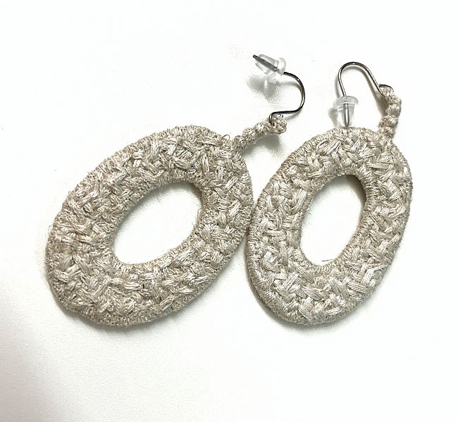 000 TRIPLE O トリプル オゥ ピアス レディース オーバル シルク＆リネン アクセサリーOVAL earrings(P) (ER023-2P)(ネコポス対象) : J ...