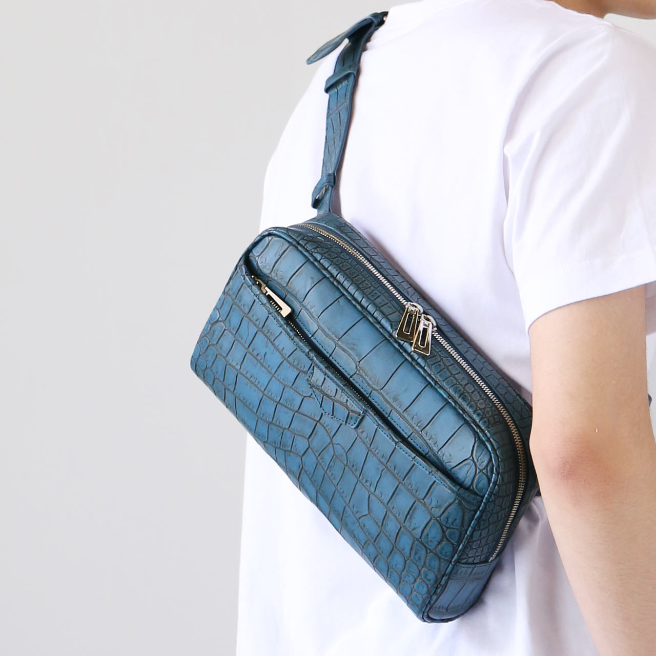 sankyo shokai（三京商会） ナイル クロコダイル ボディバッグ マット