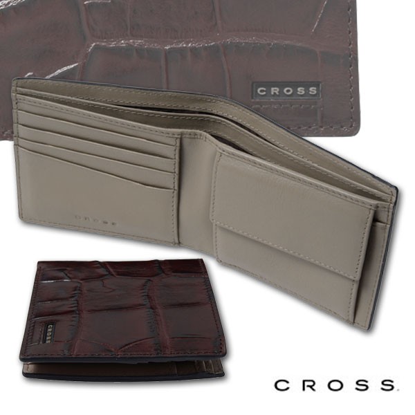 CROSS（クロス） 財布 メンズ 短財布 折り財布 牛革 本革 クロコ型押し