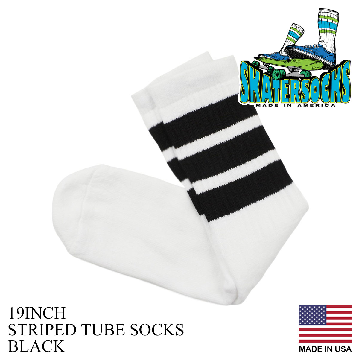 【返品不可】スケーターソックス SKATER SOCKS 19インチ アメリカ製 米国製 ラインソックス チューブソックス ｜ 靴下 MADE ...