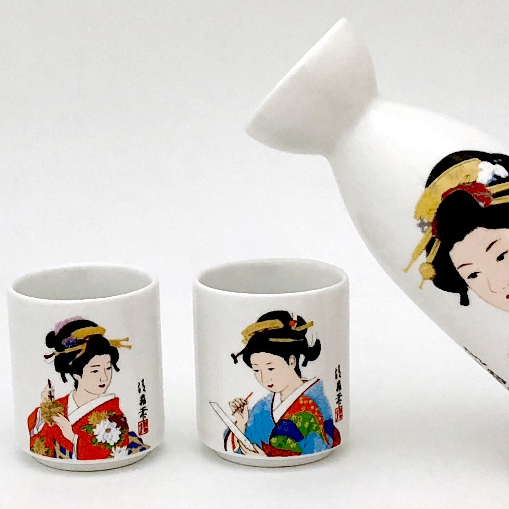 酒器 とっくり・おちょこセット 浮世絵美人画 : 日本のおみやげ 酒器 とっくり・おちょこセット 浮世絵美人画 : 日本のおみやげ