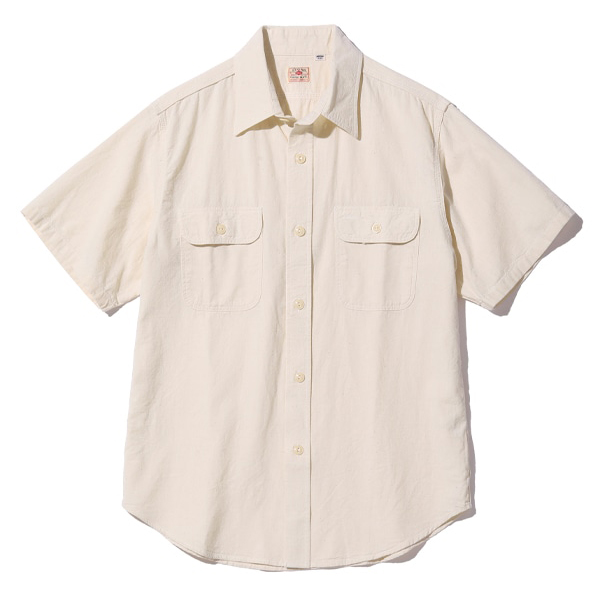 SUGAR CANE シュガーケーン メンズ 半袖シャツ WHITE CHAMBRAY WORK