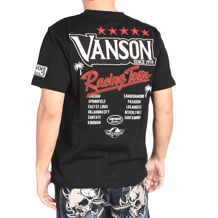 VANSON 【2025春夏新作】バンソン Tシャツ Racing Team 刺繍プリント 半袖Tシャツ NVST-2509 : ジーンズファースト駒込店!! - 通販 - Yahoo!ショッピング