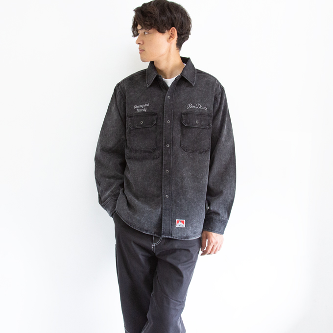 BEN DAVIS（ベンデイビス） BLEACHED TWILL EMB SHIRT ブリーチド