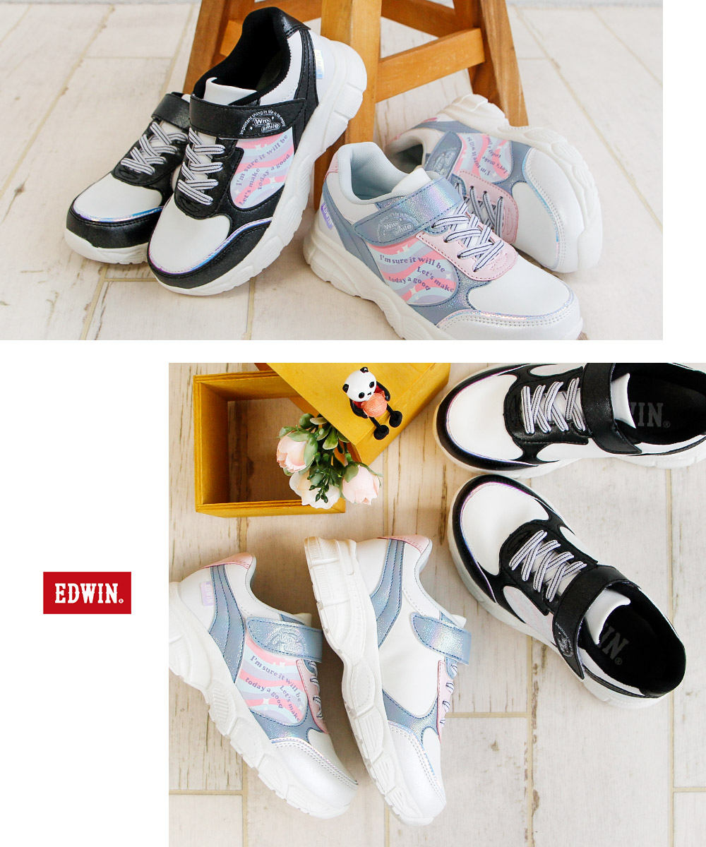 EDWIN エドウィン 子供 靴 スニーカー キッズ ジュニア 色が変わる 防水 軽量 ローカット シューズ 黒 ブラック 白 通学 3674 edwin : Jerico Yahoo!店 ...