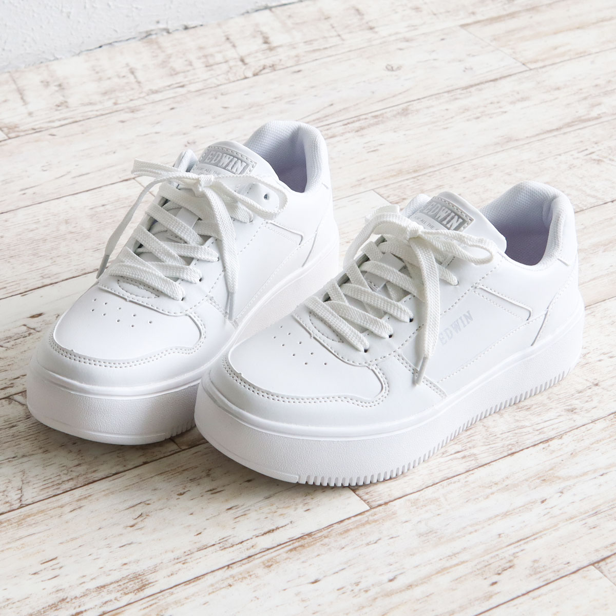 EDWIN エドウィン スニーカー レディース ローカット 軽量 履きやすい 靴 軽い カジュアル 疲れにくい 白 ホワイト ベージュ 4324 : Jerico Yahoo!店 - 通販 ...