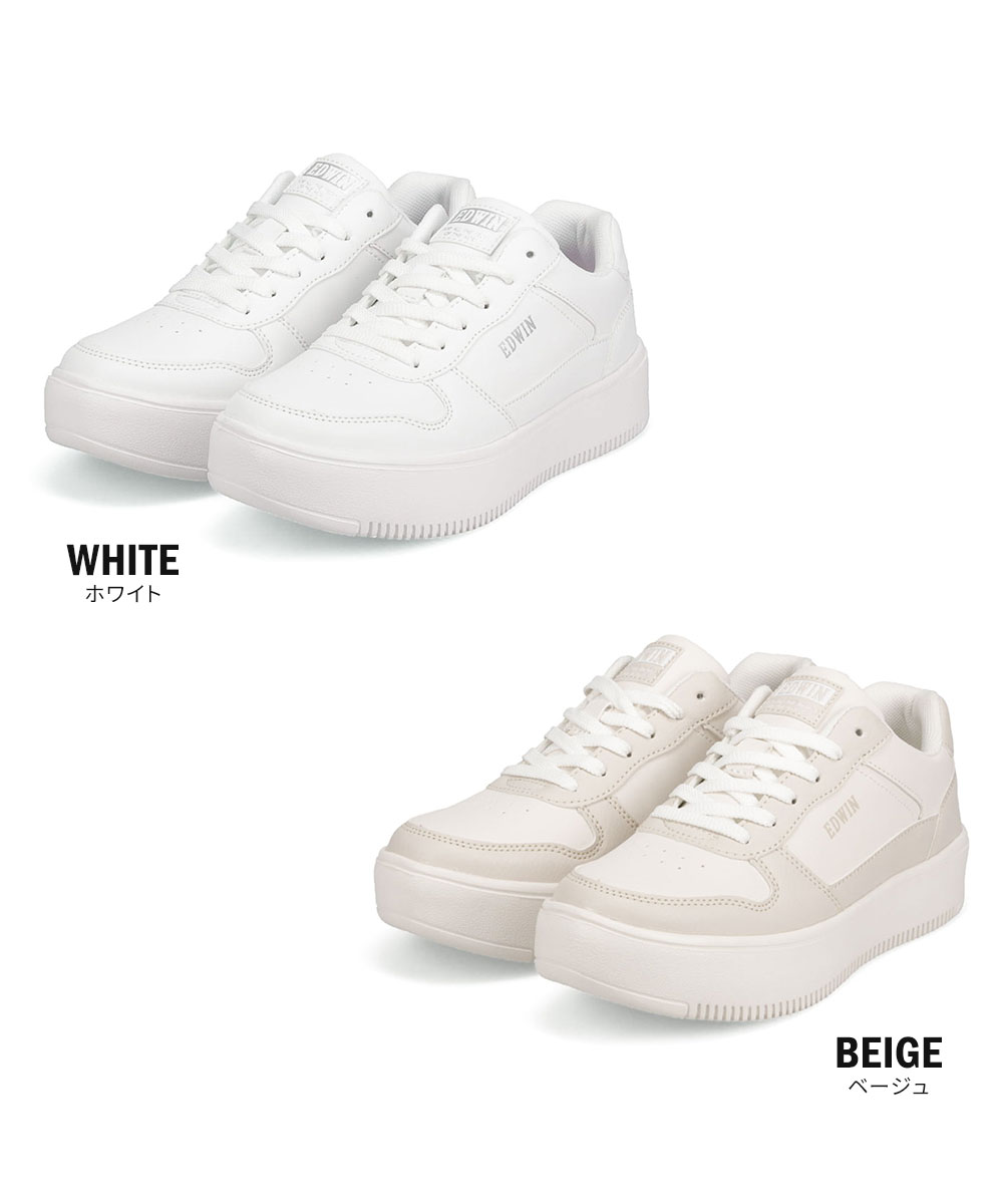 EDWIN エドウィン スニーカー レディース ローカット 軽量 履きやすい 靴 軽い カジュアル 疲れにくい 白 ホワイト ベージュ 4324 : Jerico Yahoo!店 - 通販 ...