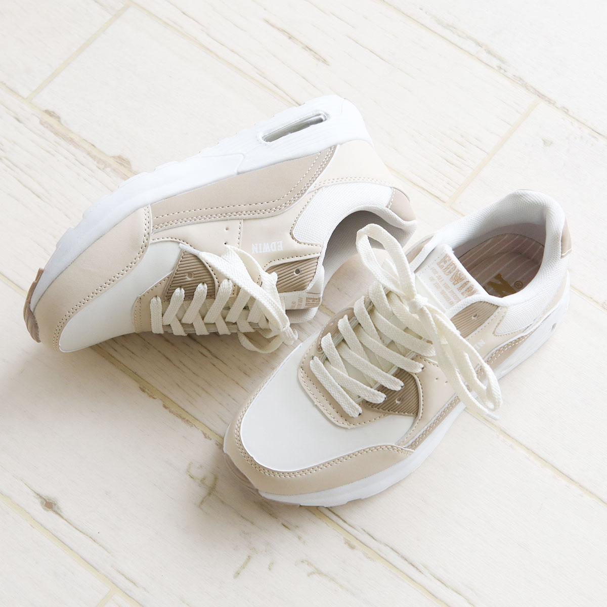 EDWIN エドウィン スニーカー レディース ローカット 厚底 エアーソール 軽量 履きやすい 靴 カジュアル ベージュ 白 ブルー 4654 : Jerico Yahoo!店 - 通販 ...