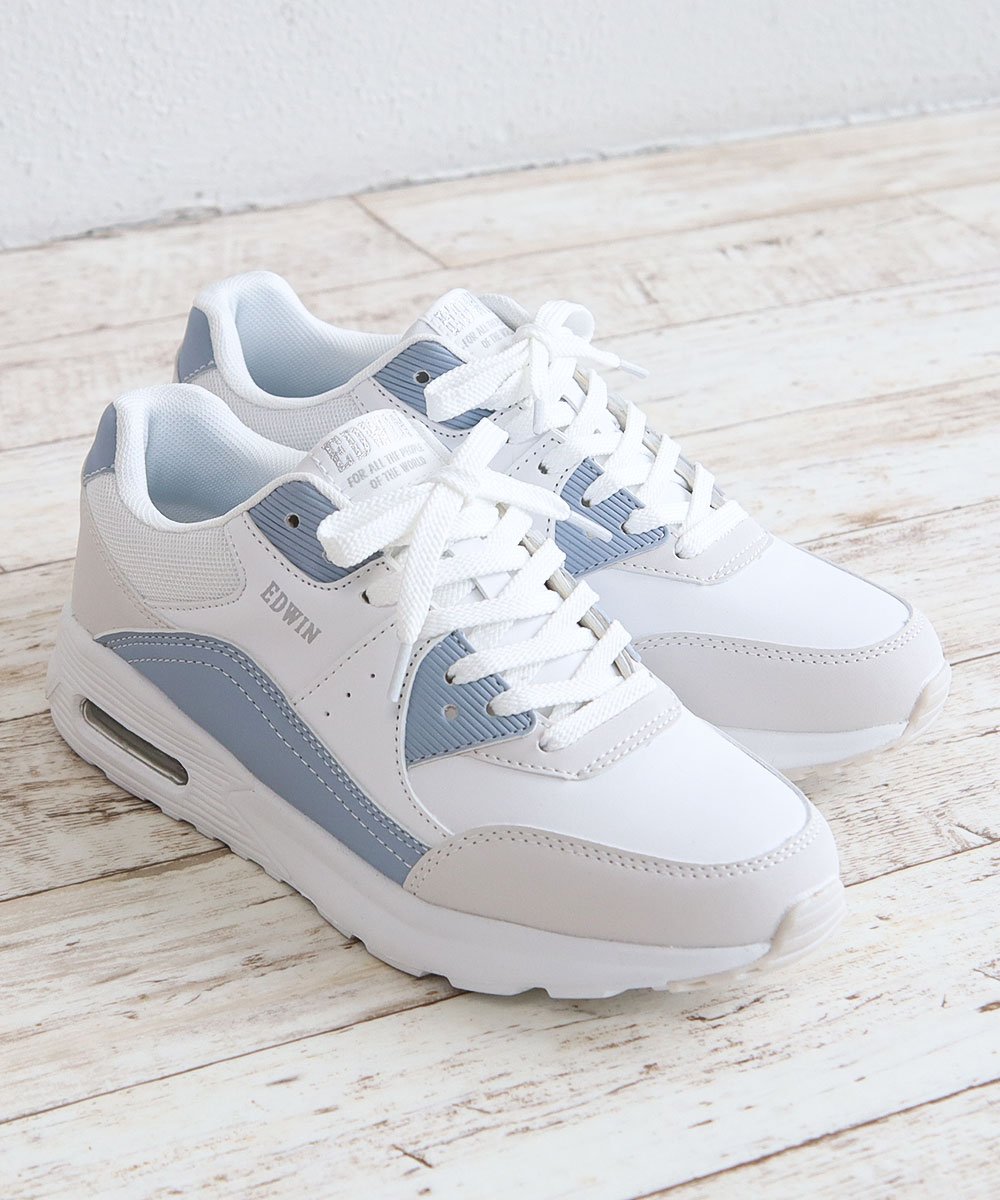 EDWIN エドウィン スニーカー レディース ローカット 厚底 エアーソール 軽量 履きやすい 靴 カジュアル ベージュ 白 ブルー 4654 : Jerico Yahoo!店 - 通販 ...