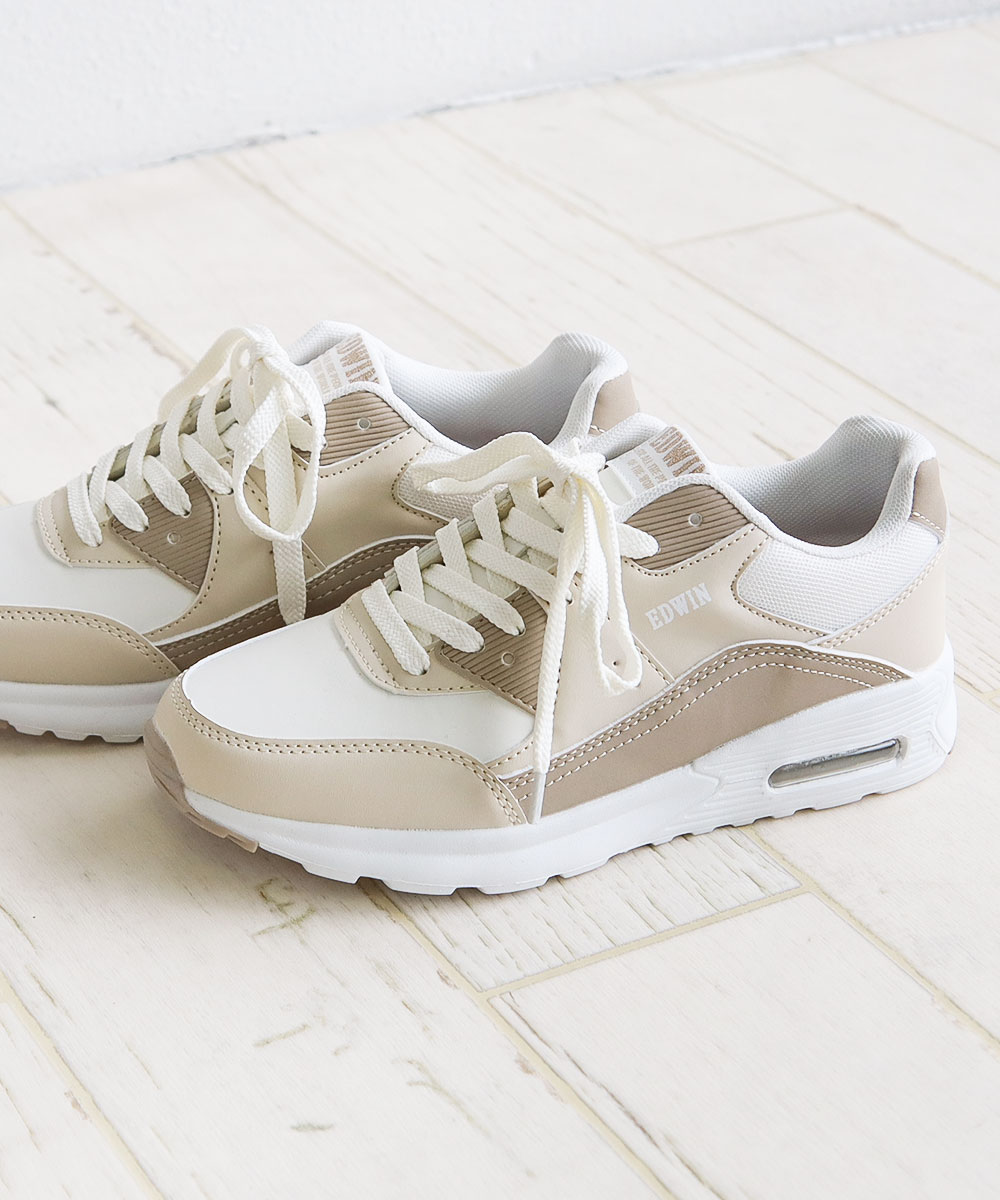 EDWIN エドウィン スニーカー レディース ローカット 厚底 エアーソール 軽量 履きやすい 靴 カジュアル ベージュ 白 ブルー 4654 : Jerico Yahoo!店 - 通販 ...