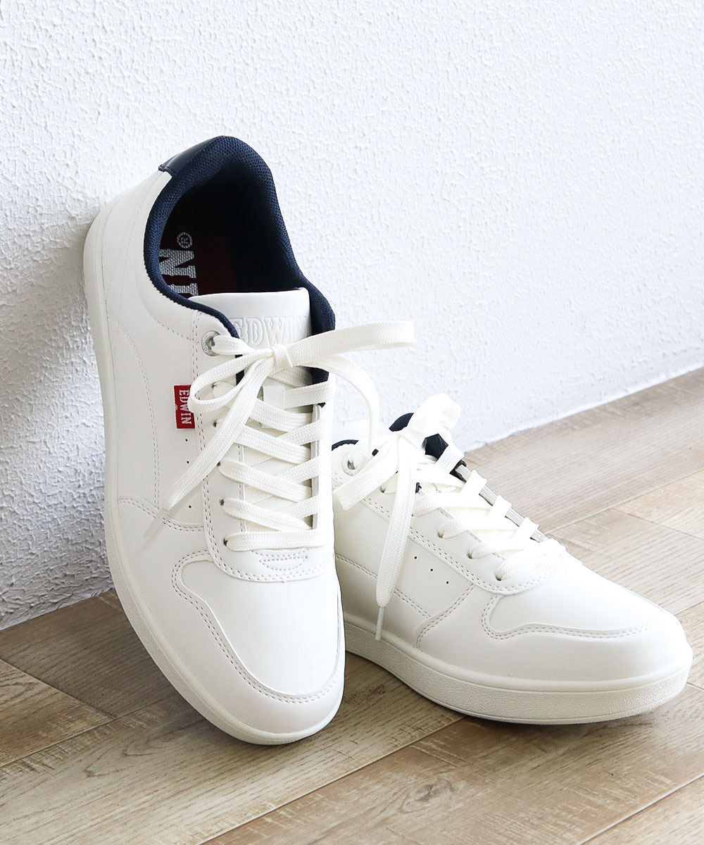 EDWIN（エドウィン） スニーカー メンズ ローカット 軽量 靴 履きやすい カジュアル 疲れにくい 男性 おしゃれ ネイビー 白 ホワイト EDWIN 7055 : Jerico ...