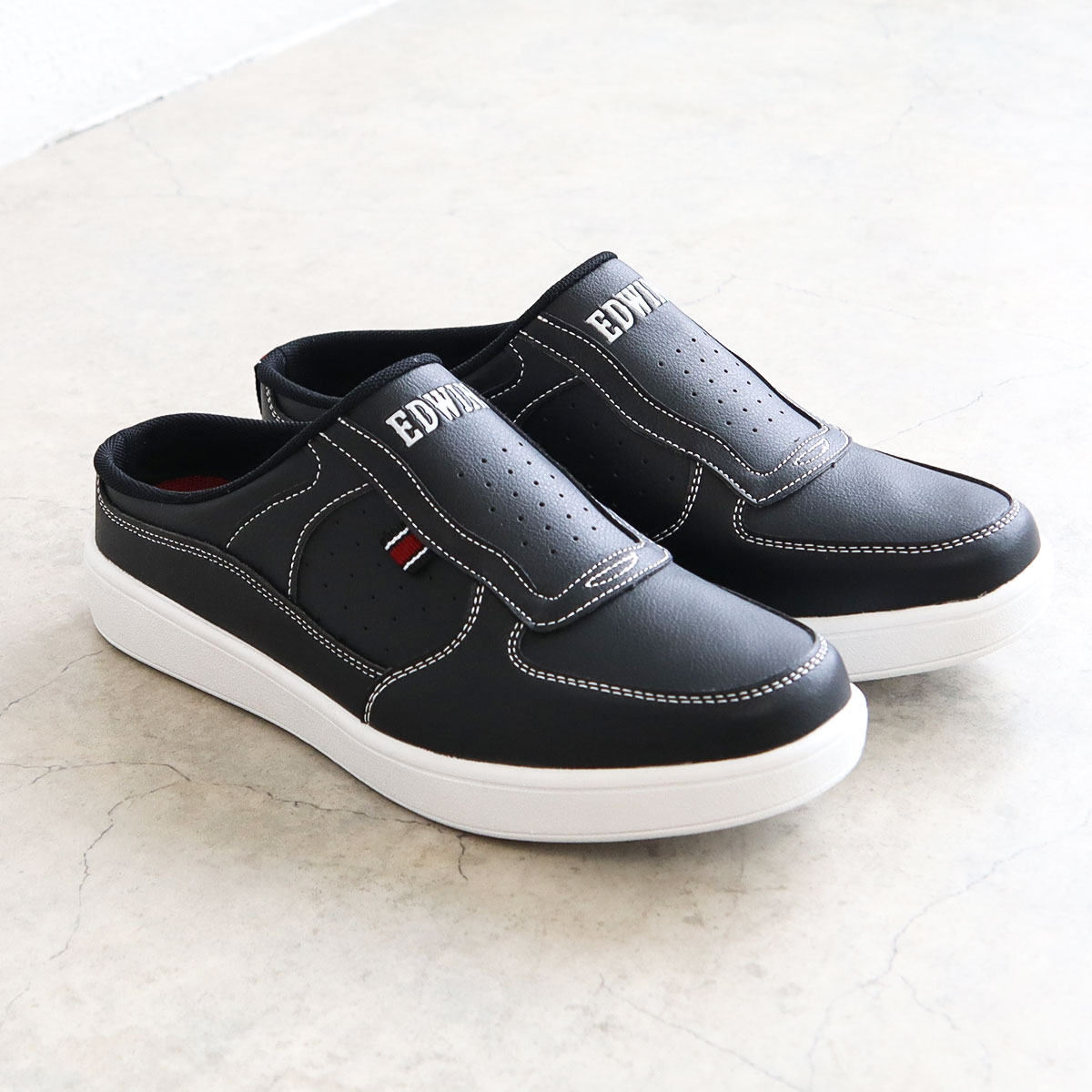 EDWIN（エドウィン） クロッグシューズ メンズ スリッポン かかとなし 軽量 靴 履きやすい 歩きやすい オフィス 黒 ブラック 白 ホワイト EDWIN 7060 : Jerico ...