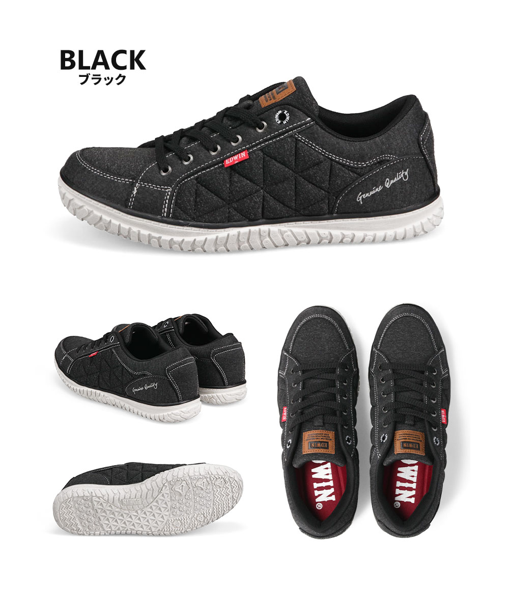 EDWIN エドウィン スニーカー 幅広 軽量 ローカット 靴 シューズ 軽い メンズスニーカー 黒 グレー 歩きやすい かっこいい EDW ...