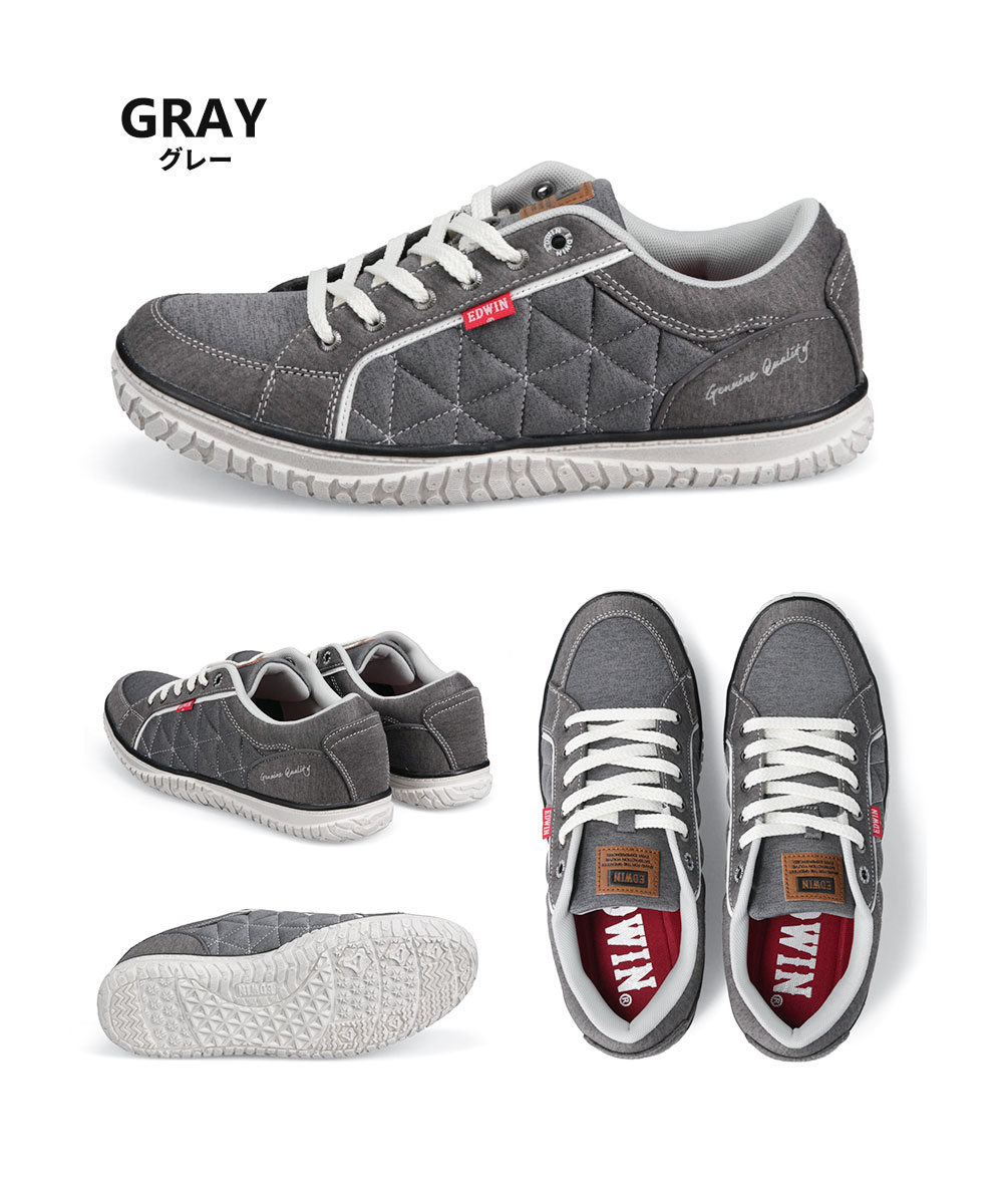 エドウィン スニーカー 幅広 軽量 ローカット 靴 シューズ 軽い メンズスニーカー 黒 グレー 歩きやすい かっこいい EDW-7763 ...