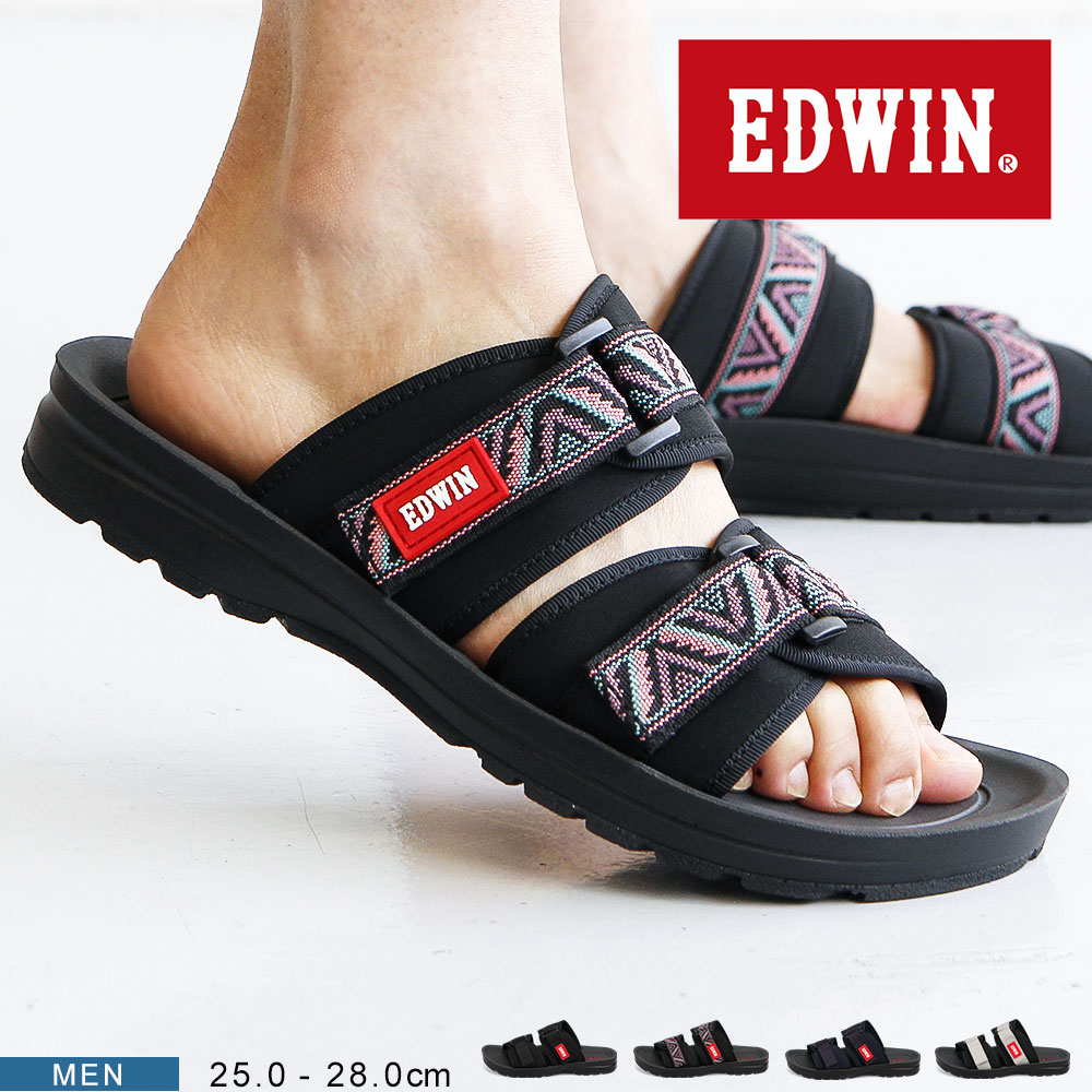 EDWIN エドウィン サンダル メンズ 靴 スポーツ スライド スリッパ つっかけ レジャー アウトドア キャンプ 黒 ブラック ネイビー 5102 : Jerico Yahoo!店 ...