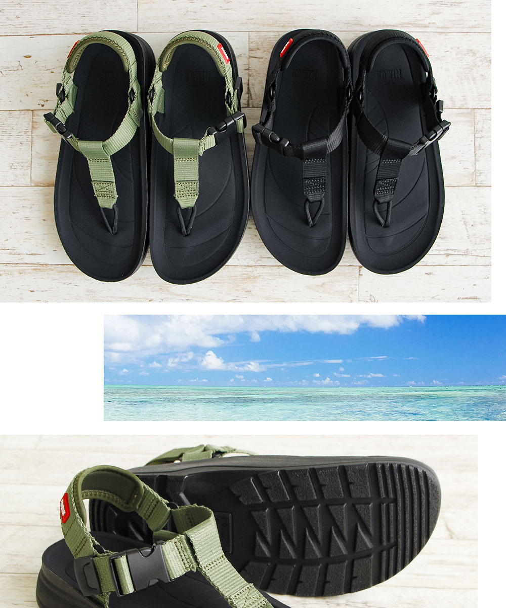 EDWIN メンズ スポーツサンダル アウトドア シンプル 疲れにくい 歩きやすい トング リラックス コンフォート レジャー エドウィン 5122 : Jerico Yahoo!店 - 通販 ...