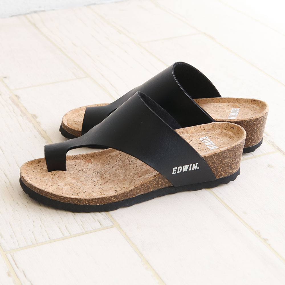 EDWIN エドウィン サンダル スライド レディース コンフォート リゾート カジュアル アーチサポート 天然コルク ブラック ブラウン 9466 : Jerico Yahoo!店 - 通販 ...