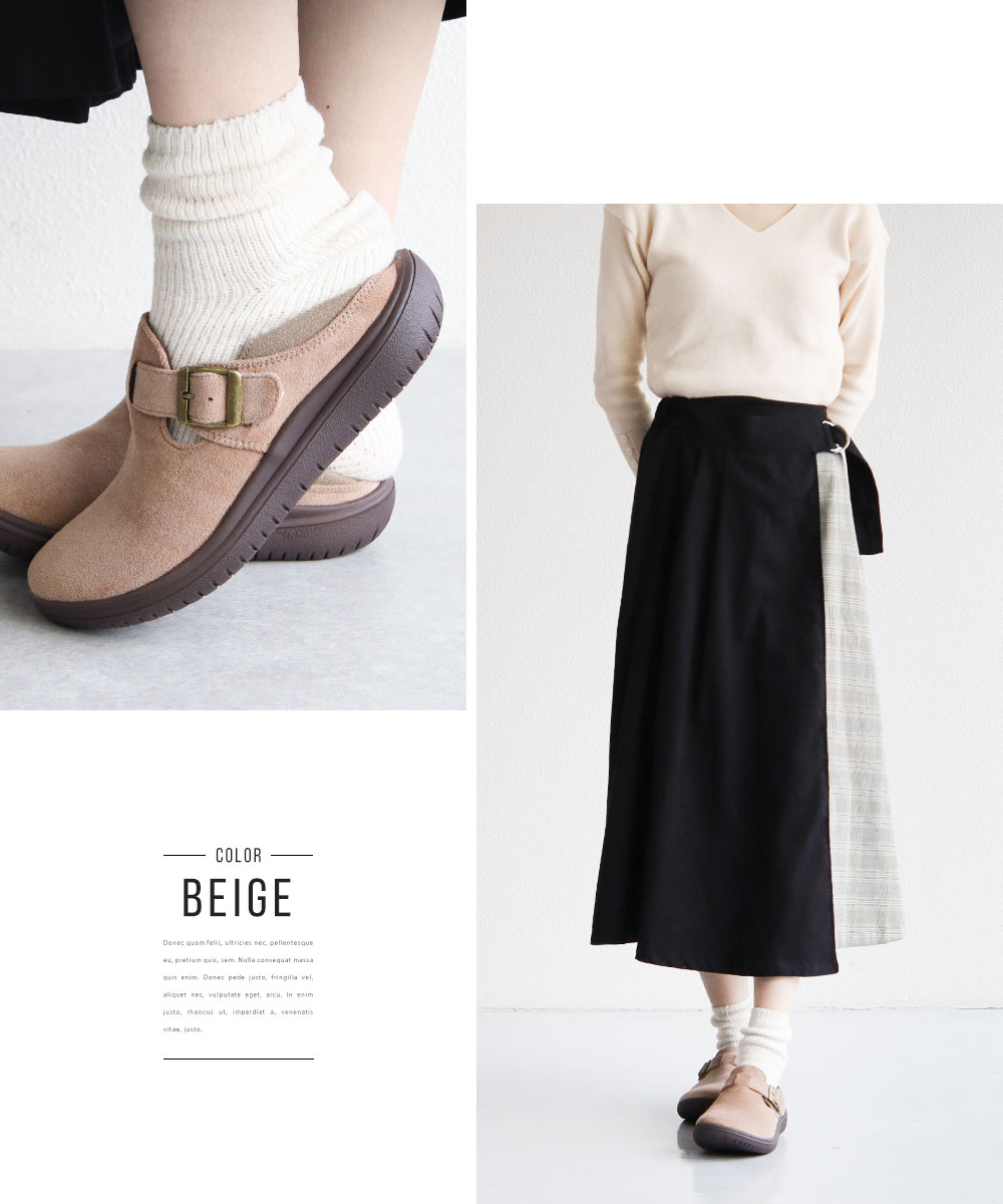 Hashed Coorde モックシューズ レディース かかとが踏める 2way サボサンダル おうちキャンプ アウトドア 黒 ブラック ...