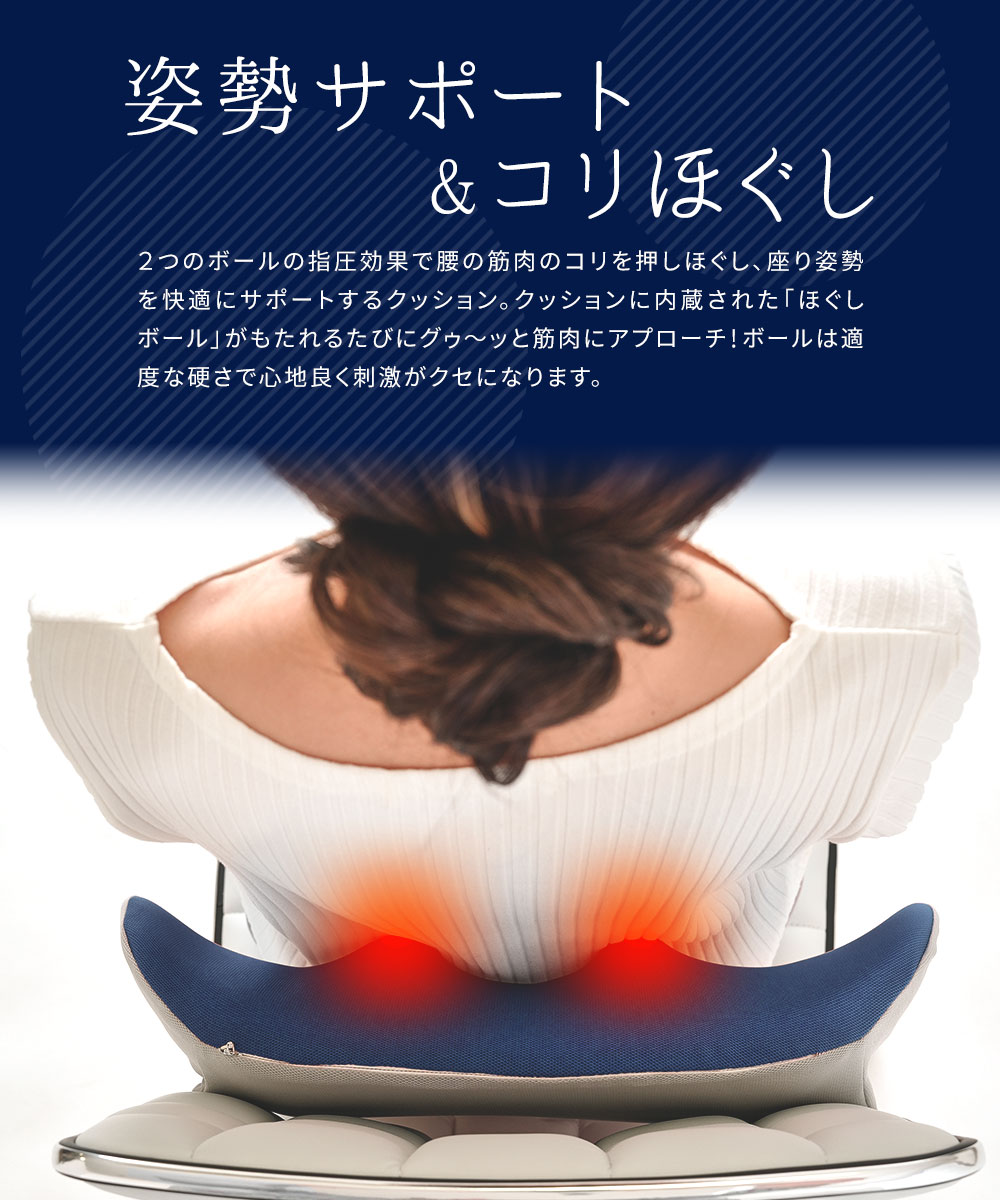 ニーズ 腰 マッサージ グッズ コリ ほぐし 肩甲骨 ストレッチ 美姿勢 背筋 お尻 腰痛 猫背 ゆがみ ピンク ネイビー 腰ほぐしボール ...
