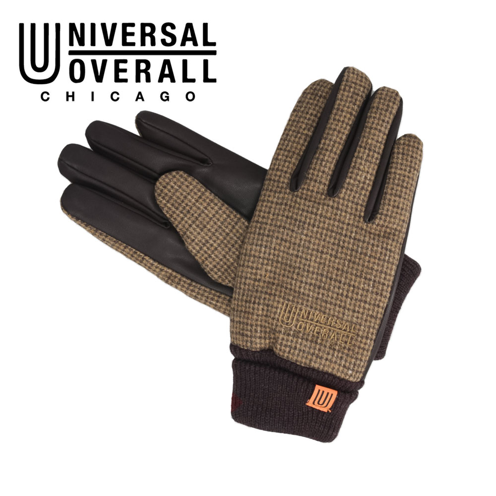 UNIVERSAL OVERALL ユニバーサルオーバーオール 手袋 裏起毛 グローブ スマホ対応 チェック柄 黒 ベージュ グレー UO T1183 : t1183 : Jerico ...