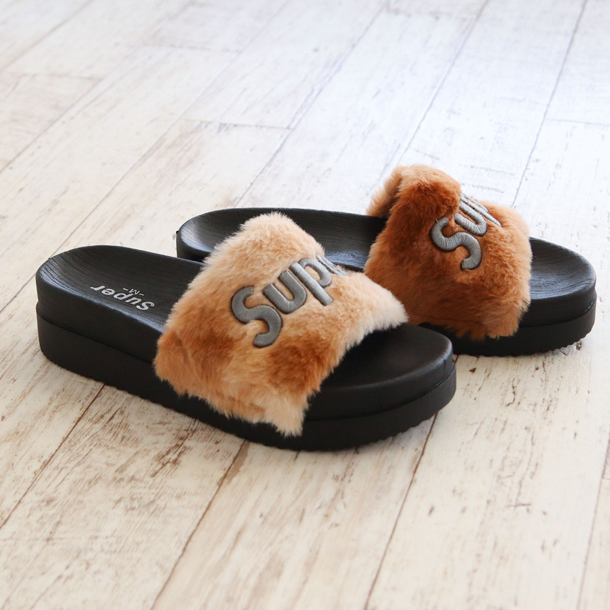 ファーサンダル 厚底 ファー サンダル レディース つっかけ かわいい おしゃれ シャワーサンダル ヒョウ柄 レオパード 黒 ブラック ...