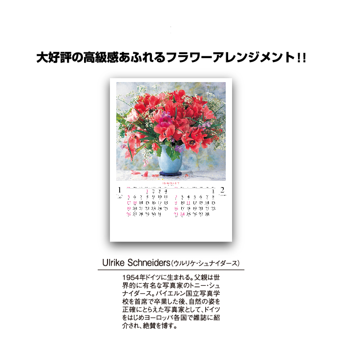 カレンダー 2025年 壁掛け 花の贈り物 NK47 2025年版 カレンダー 壁掛け 46/4切 花 フラワーアレンジメント 写真 ...