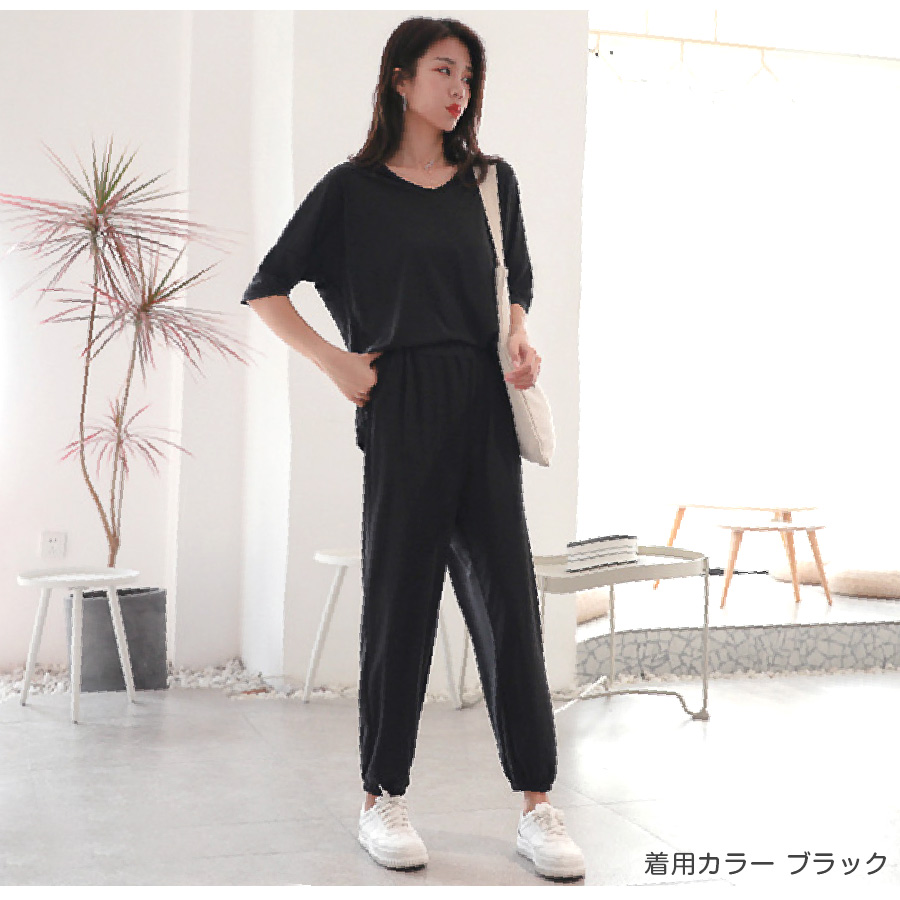 ルームウェア セットアップ パジャマ 半袖 トップス パンツ 上下 ルームウェア セットアップ パジャマ 半袖 トップス パンツ 上下