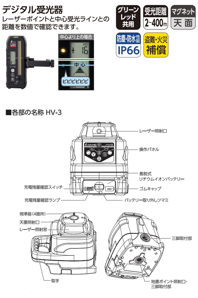 シンワ（工具） スピニングレーザー HG HV-3 グリーン デジタル受光器付 70879 DIY 工具 計測工具 レーザー墨出し器 デジタル ...