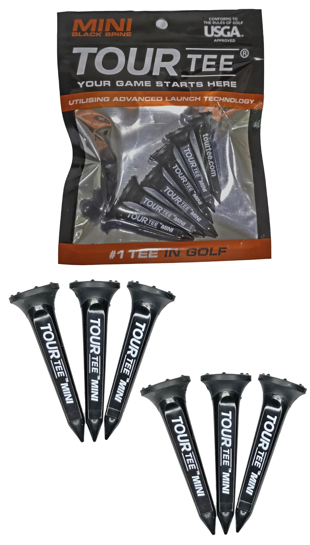 TOUR TEE MINI BLACK SPINE 45mm 6本入り T-491-880 ツアーティー ミニ ゴルフ ティー ラウンド用品 ...