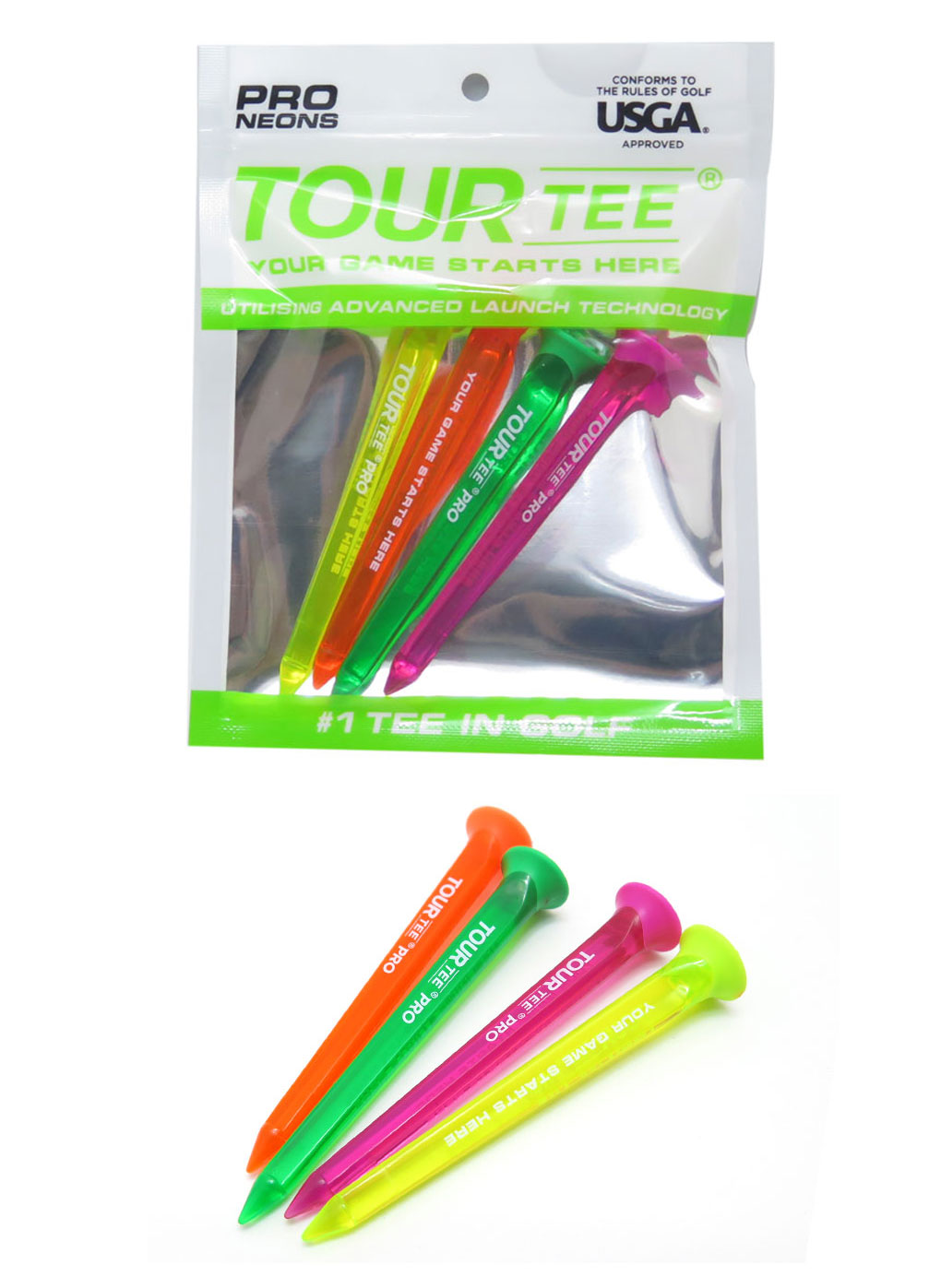 TOUR TEE PRO ネオンカラー 4本入り T-489 ツアーティー ゴルフ ティー ラウンド用品 : JYPERS(ジーパーズ ...