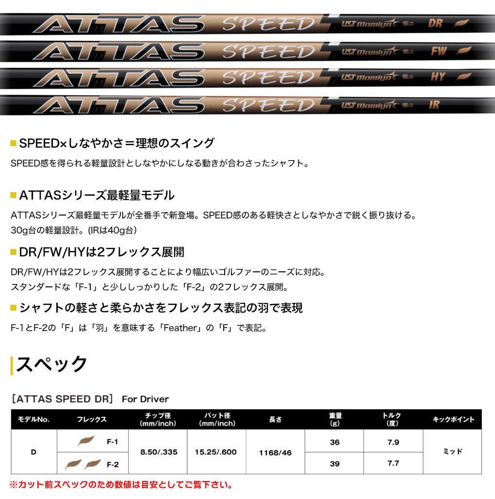 COBRA（ゴルフ） コブラ スリーブ付きシャフト 2025 ATTAS SPEED マミヤ アッタススピード 日本正規品 (DS-ADAPT／DARKSPEED／AEROJET／LTDx ...