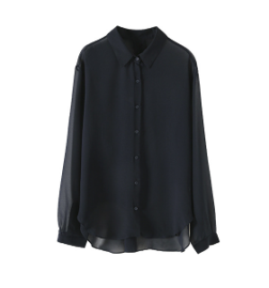 シャツ ブラウス 白シャツ l 長袖 Vネック 襟付き 細身 レース