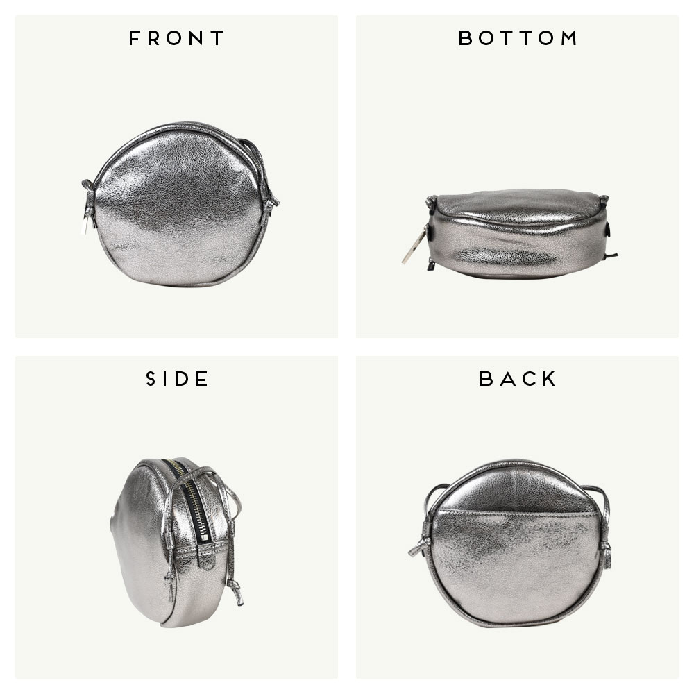 ikot（イコット） 円形ミニショルダーバッグ ソフトレザー 箔レザー