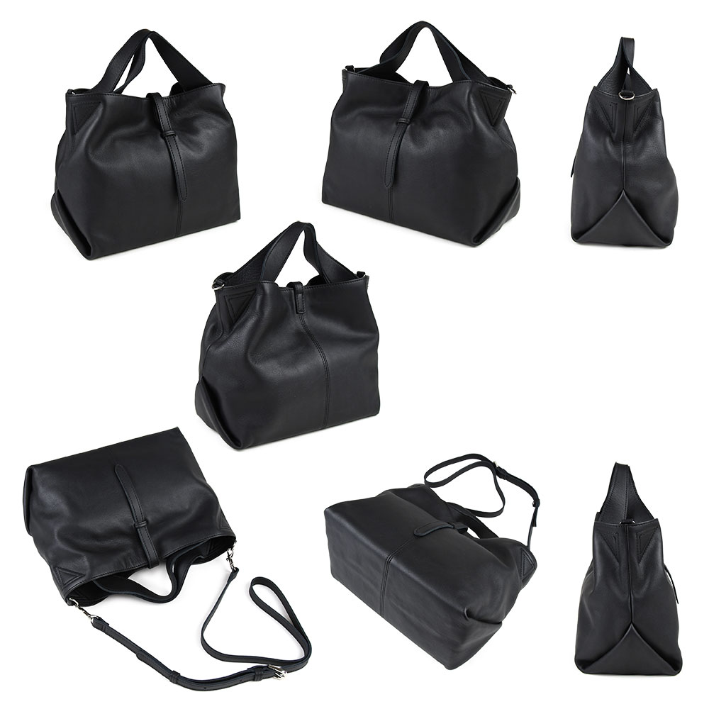 ikot ショルダーバッグ 本革 B5 A5 レディース 2way トートバッグ イコット ハンドバッグ 角底 レザー 底板付き ブラック 黒 斜め掛け 肩掛け スクエア型 : かばんやさん ...