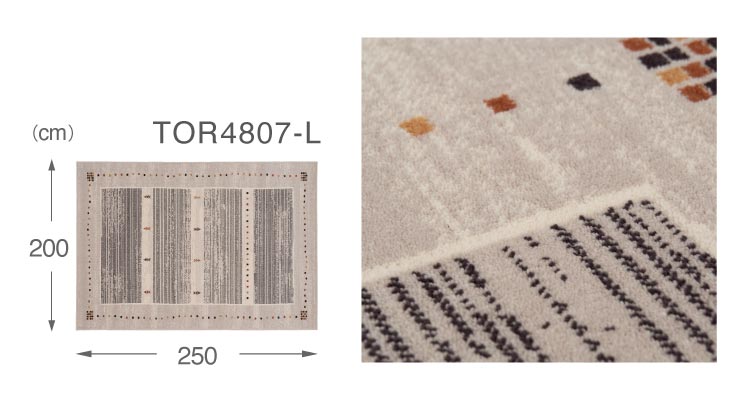 東リ（TOLI） ラグ 防ダニ ラグ 250x200cm ラグマット ギャッベ柄 民族 全1色 TOR4807-L : カベコレ Yahoo!店 - 通販 - Yahoo!ショッピング